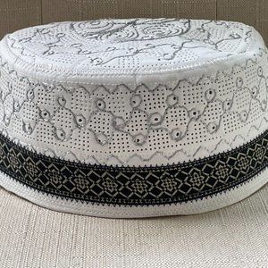 Accessories | Islamic Hat Whiteblack Embroidery Round Cap Topi Muslim ...